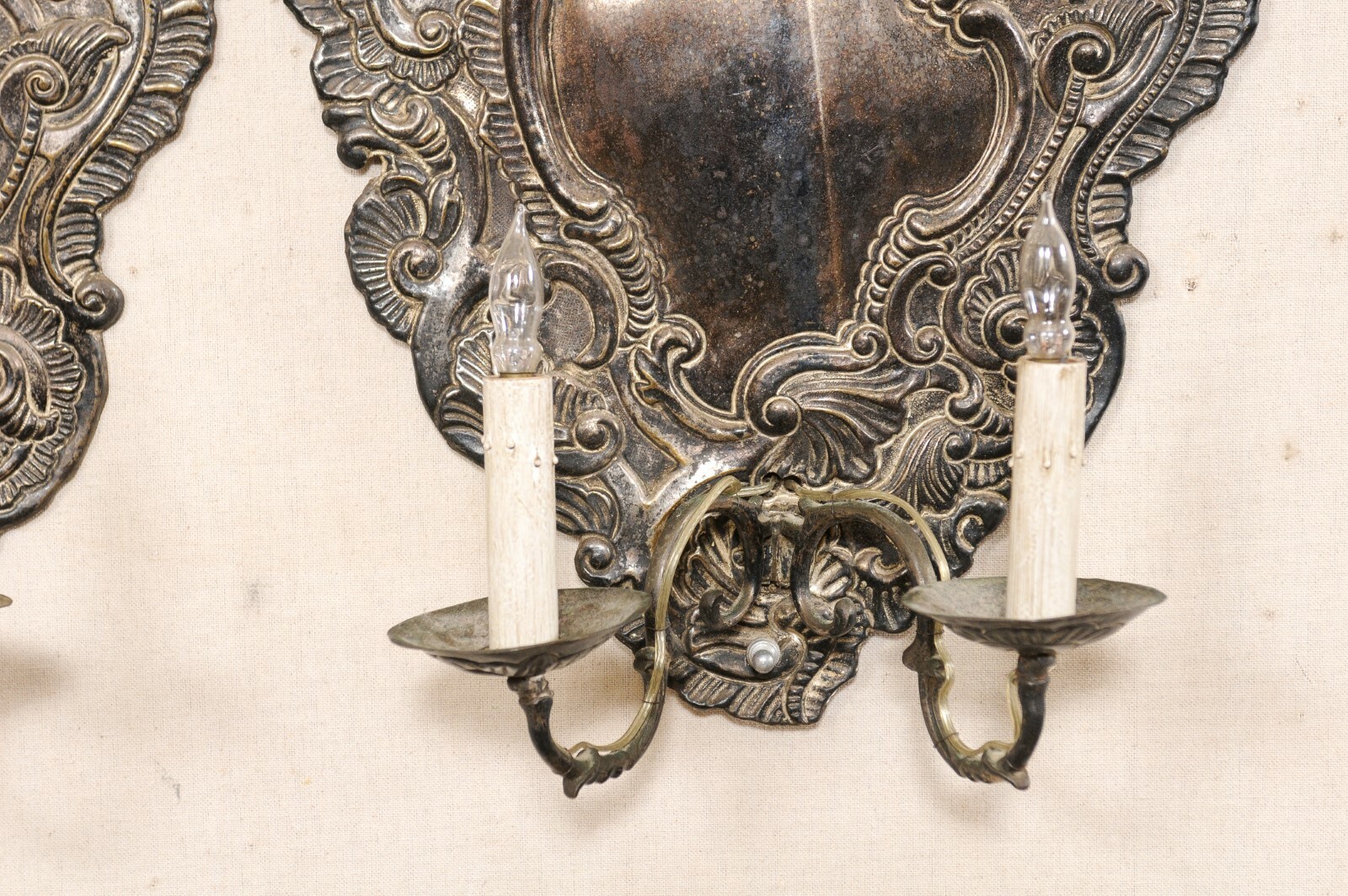 19th c Italian Baroque Style Silver Sconces | 328 | A. Tyner Antiques